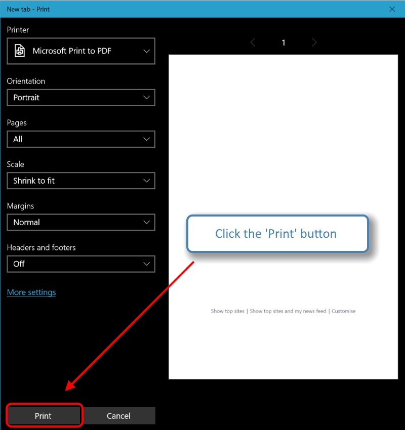 Print In Microsoft Edge